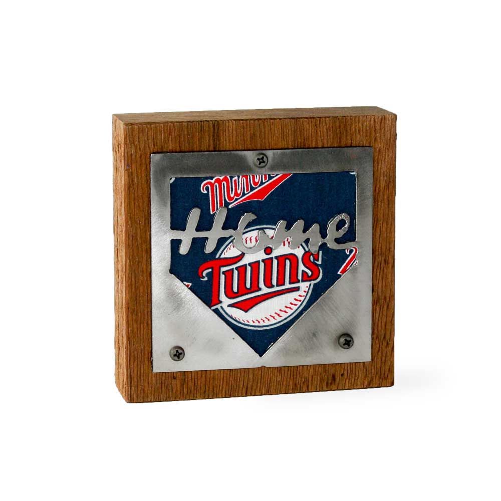 Minnesota Twins "Home Plate" Rustic Wood & Metal Small Home Decor Sign ...